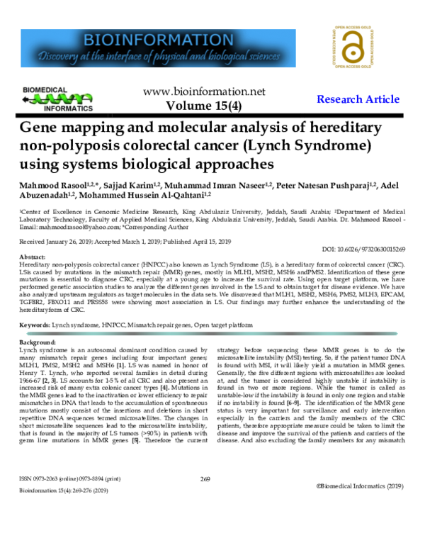 (PDF) Gene mapping and molecular analysis of hereditary non-polyposis ...