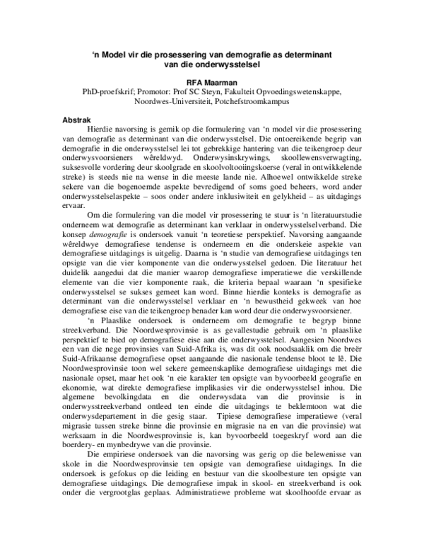 (PDF) n Model vir die prosessering van demografie as determinant van ...