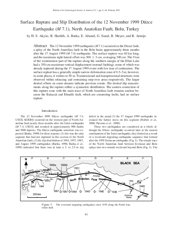 (PDF) Surface Rupture and Slip Distribution of the 12 November 1999 ...