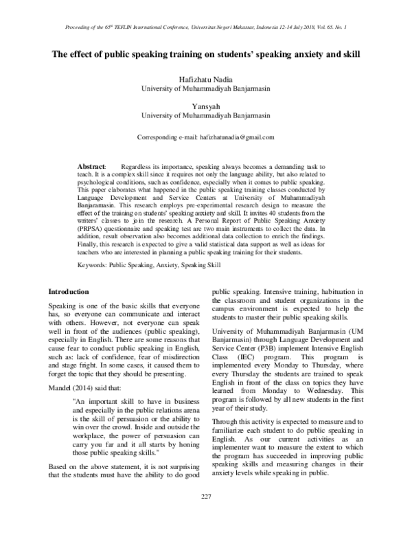 (PDF) The effect of public speaking training on students’ speaking ...