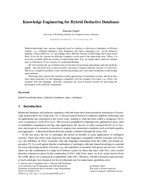 (PDF) Knowledge Engineering for Hybrid Deductive Databases