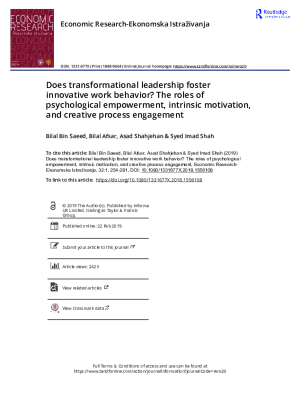 (PDF) Does transformational leadership foster innovative work behavior? The roles of ...