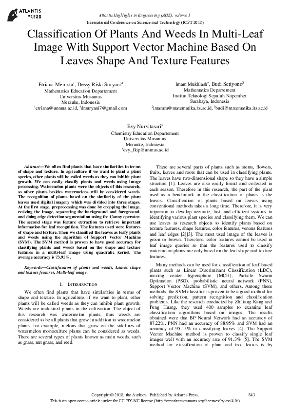 (PDF) Classification Of Plants And Weeds In Multi-Leaf Image With ...