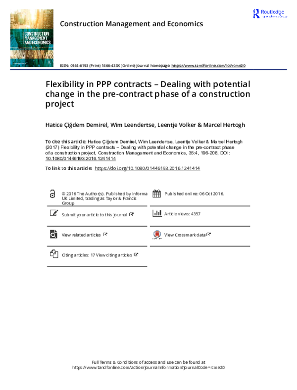 (PDF) Flexibility in PPP contracts – Dealing with potential change in ...