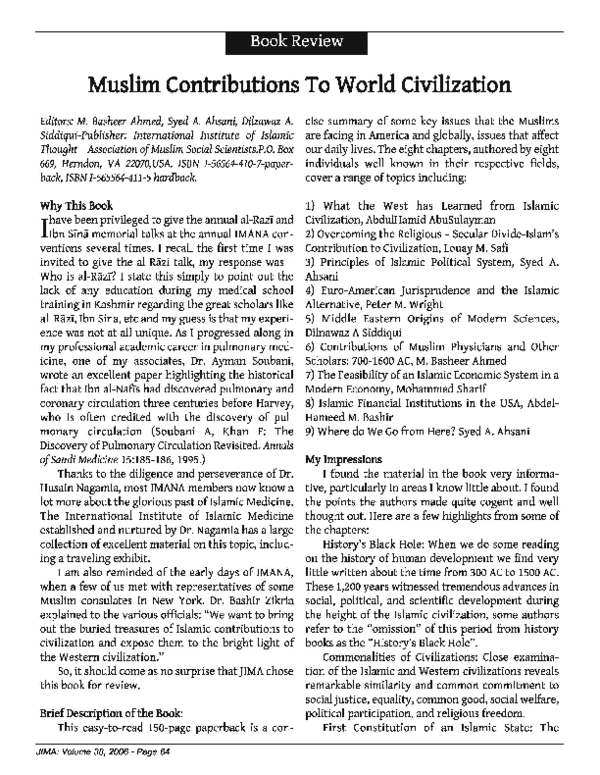 (PDF) Muslim Contributions To World Civilization