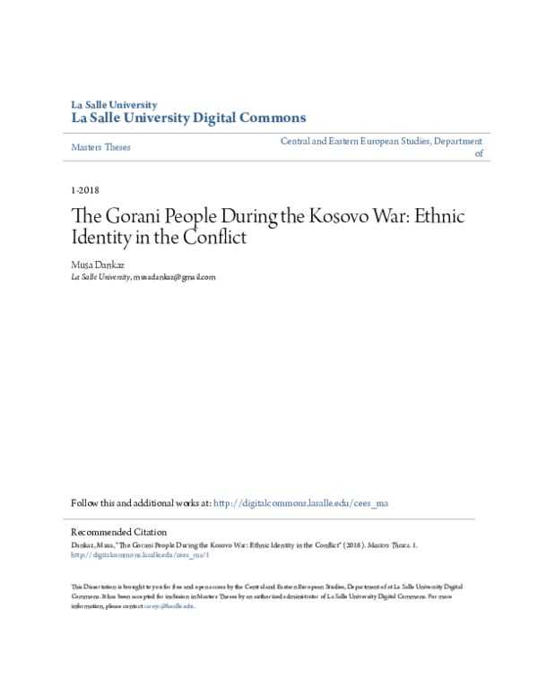 (PDF) The Gorani People During the Kosovo War: Ethnic Identity in the ...