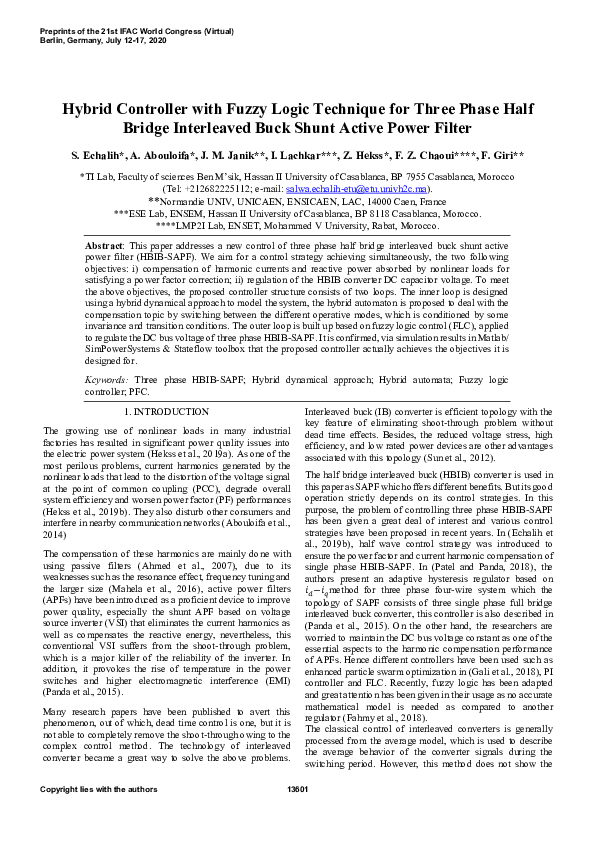 (PDF) Hybrid Controller with Fuzzy Logic Technique for Three Phase Half Bridge Interleaved Buck ...