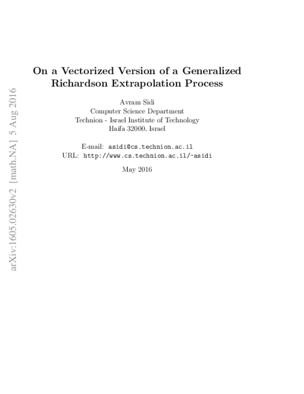 (PDF) On a vectorized version of a generalized Richardson extrapolation ...