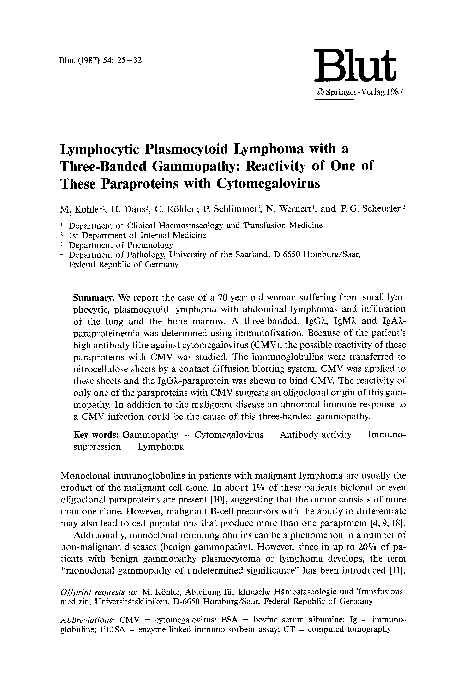 (PDF) Lymphocytic plasmocytoid lymphoma with a three-banded gammopathy ...