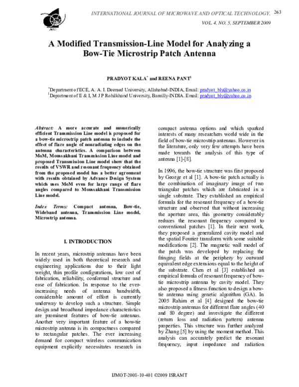 (PDF) A Modified Transmission-Line Model for Analyzing a Bow-Tie ...