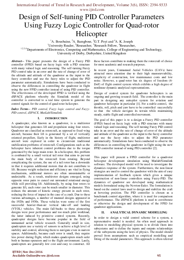 Pdf Design Of Self Tuning Pid Controller Parameters Using Fuzzy Logic