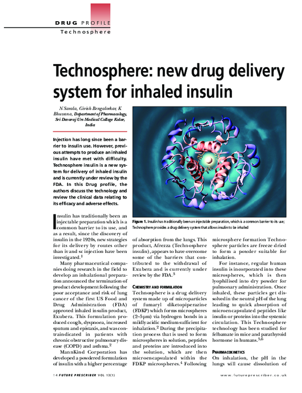 (PDF) Technosphere: new drug delivery system for inhaled insulin ...
