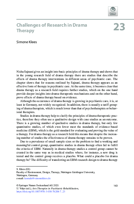 (PDF) Challenges of Research in Drama Therapy