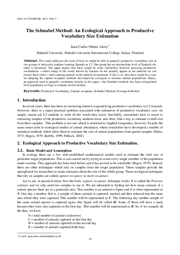 (PDF) The Schnabel Method : An Ecological Approach to Productive ...