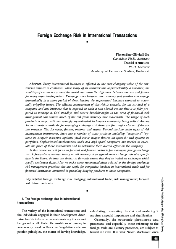 (PDF) Foreign Exchange Risk in International Transactions