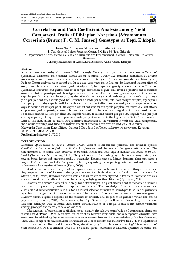 Pdf Correlation And Path Coefficient Analysis Among Seed Yield Traits Of Mung Bean Vigna