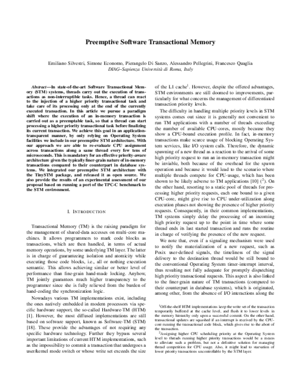 (PDF) Preemptive Software Transactional Memory