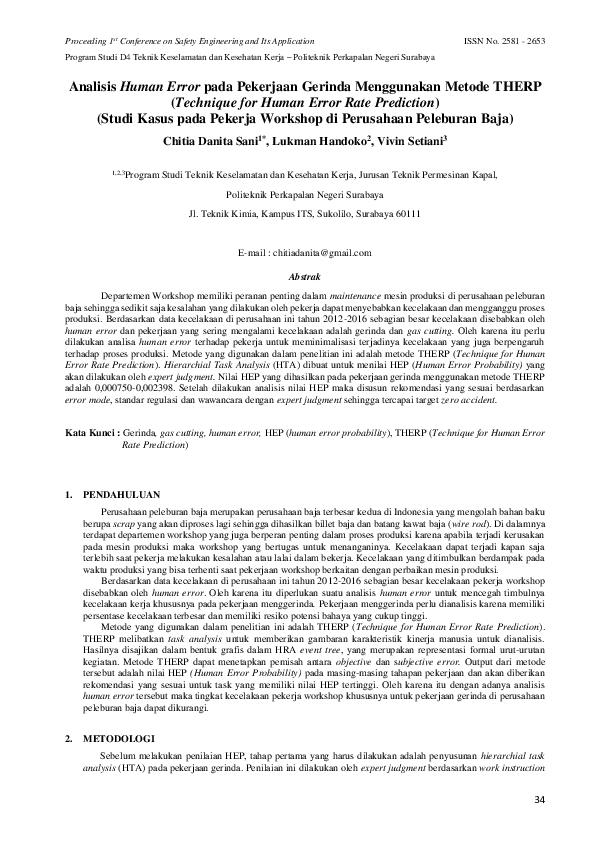 (PDF) Analisis Human Error pada Pekerjaan Gerinda Menggunakan Metode ...