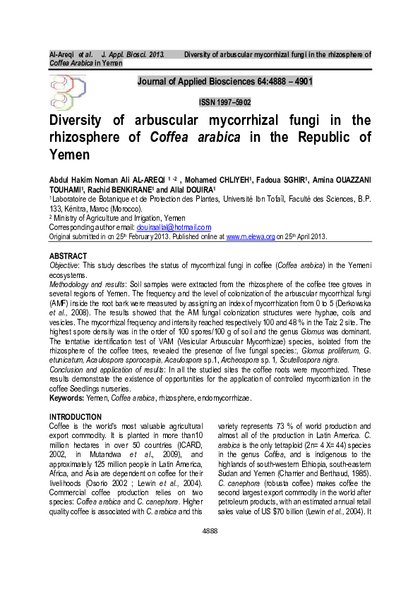 (PDF) Mycorrhizal Fungi Diversity in Date Palm Rhizosphere