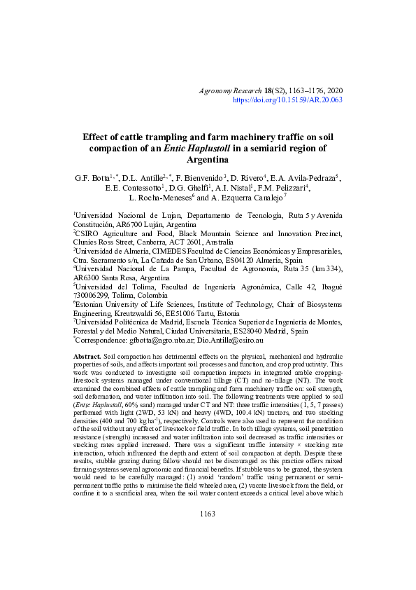 (PDF) Effect of cattle trampling and farm machinery traffic on soil ...
