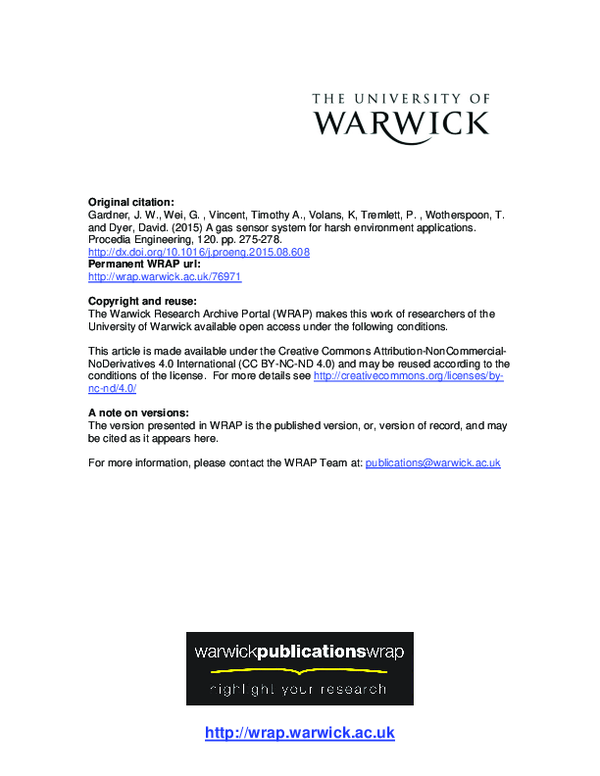 (PDF) A Gas Sensor System for Harsh Environment Applications