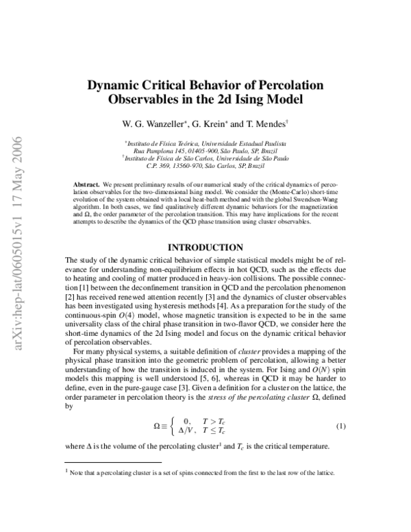 (PDF) Dynamic Critical Behavior of Percolation Observables in the 2d ...
