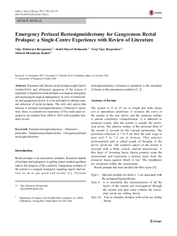 (PDF) Emergency Perineal Rectosigmoidectomy for Gangrenous Rectal ...