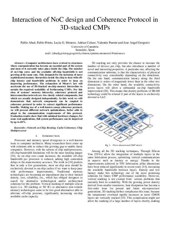 (PDF) Interaction of NoC Design and Coherence Protocol in 3D-Stacked CMPs