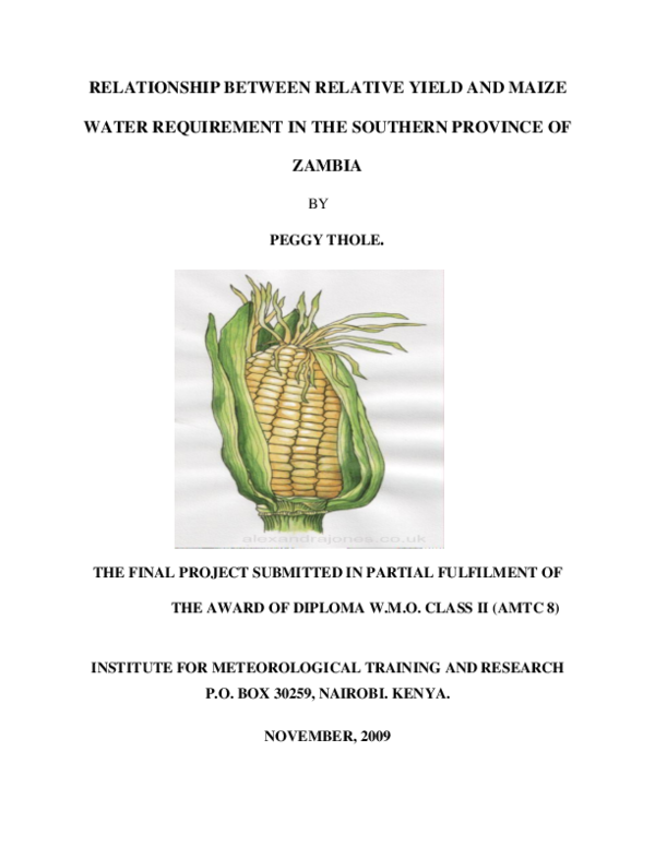 (PDF) Relationship Between Relative Yield and Maize Water Requirement ...
