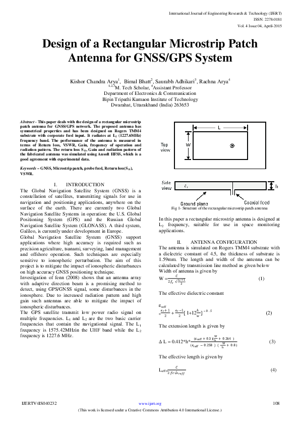 (PDF) Design of rectangular microstrip patch antennas for the 2.4 GHz Band