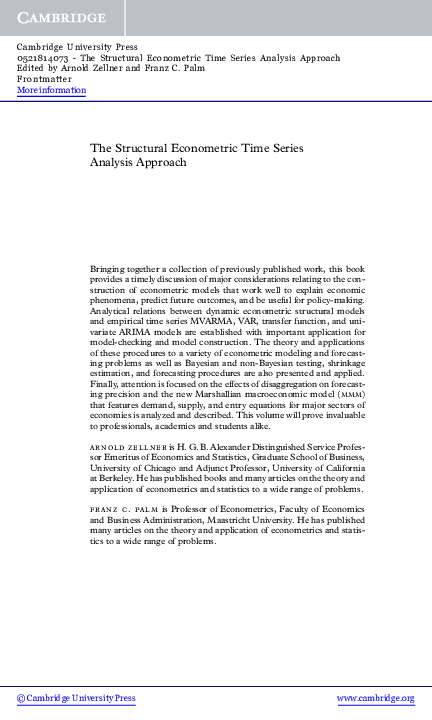 Pdf The Structural Econometric Time Series Analysis Approach