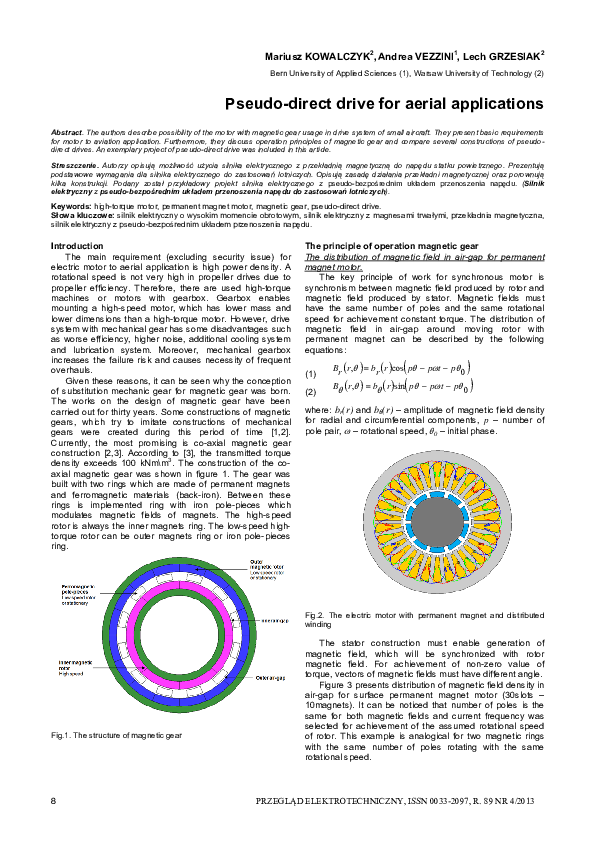 (PDF) Pseudo-direct drive for aerial applications