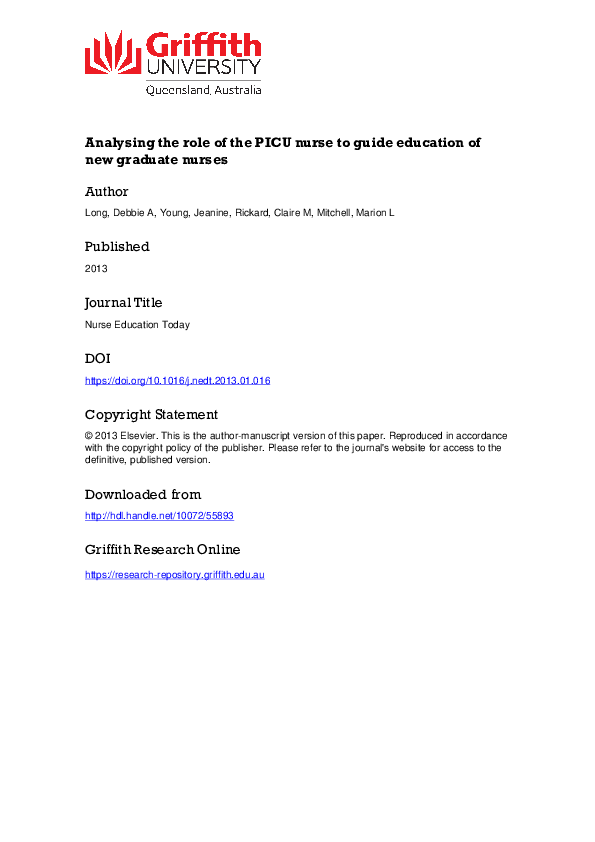 (PDF) Analysing the role of the PICU nurse to guide education of new ...