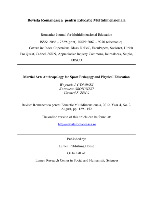 (PDF) Martial Arts Anthropology for Sport Pedagogy and Physical ...