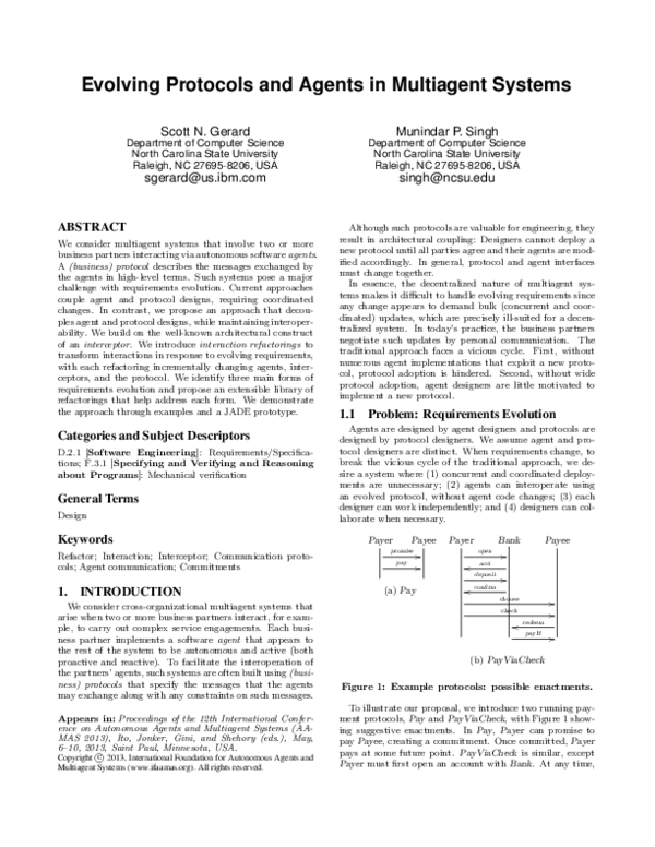 (PDF) Evolving protocols and agents in multiagent systems