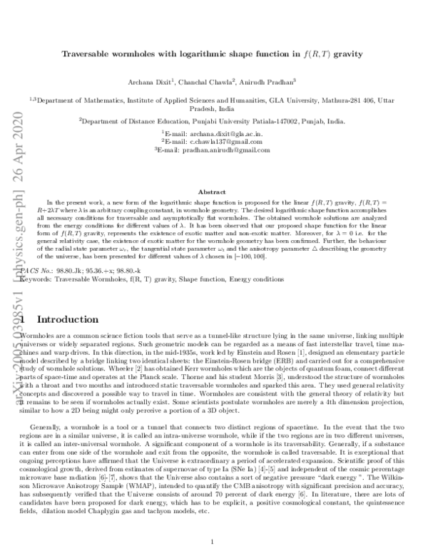 (PDF) Traversable wormholes with logarithmic shape function in f(R,T ...