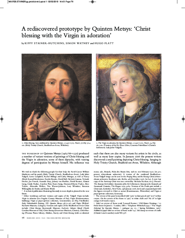 (PDF) 1.) “Christ Blessing with The Virgin in Adoration” by Quinten ...