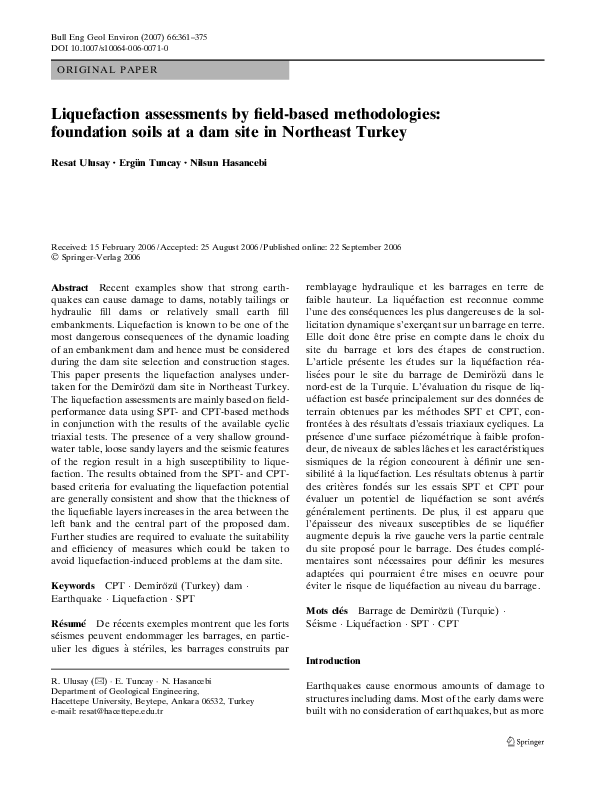 (PDF) Liquefaction assessments by field-based methodologies: foundation ...