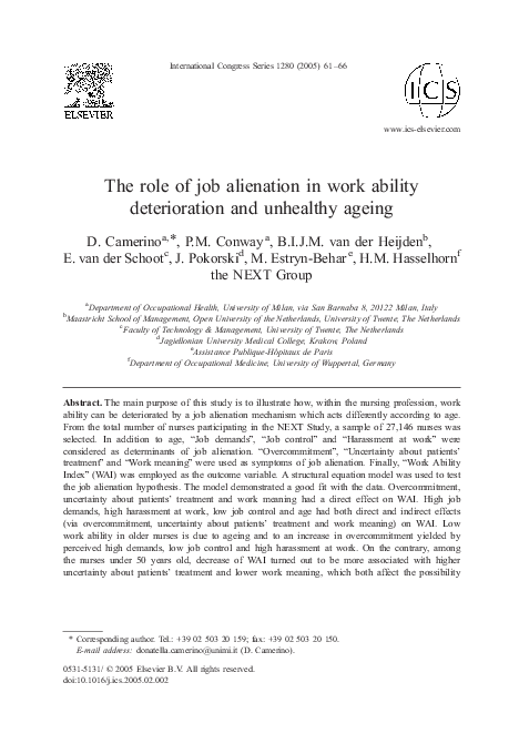 (PDF) The role of job alienation in work ability deterioration and ...