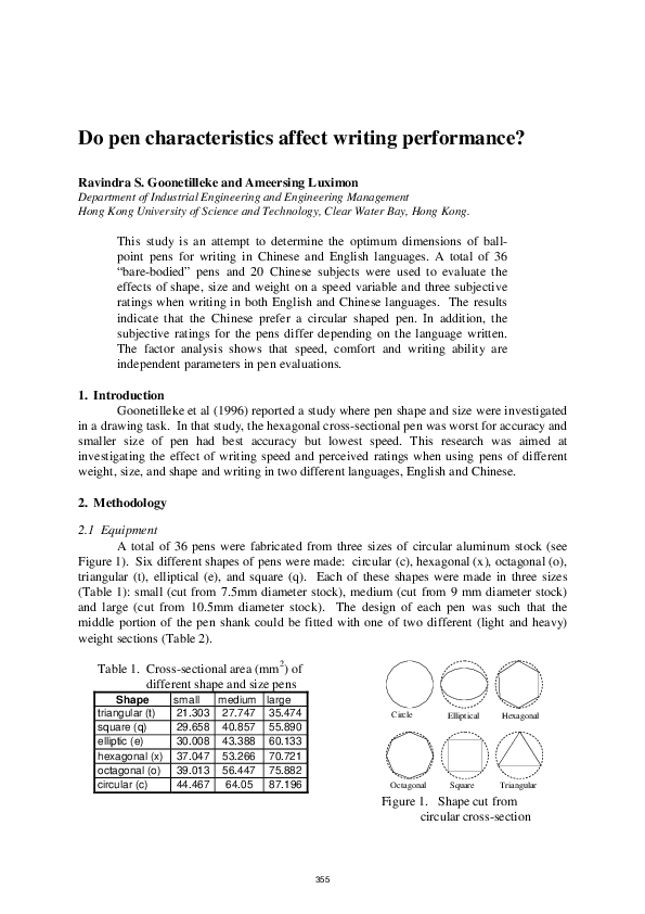 (PDF) Do pen characteristics affect writing performance