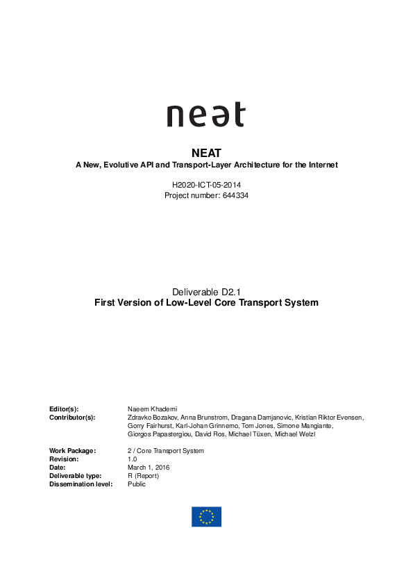 (PDF) Deliverable D2.1 - First Version of Low-Level Core Transport System