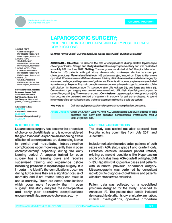(PDF) Laparoscopic Surgery