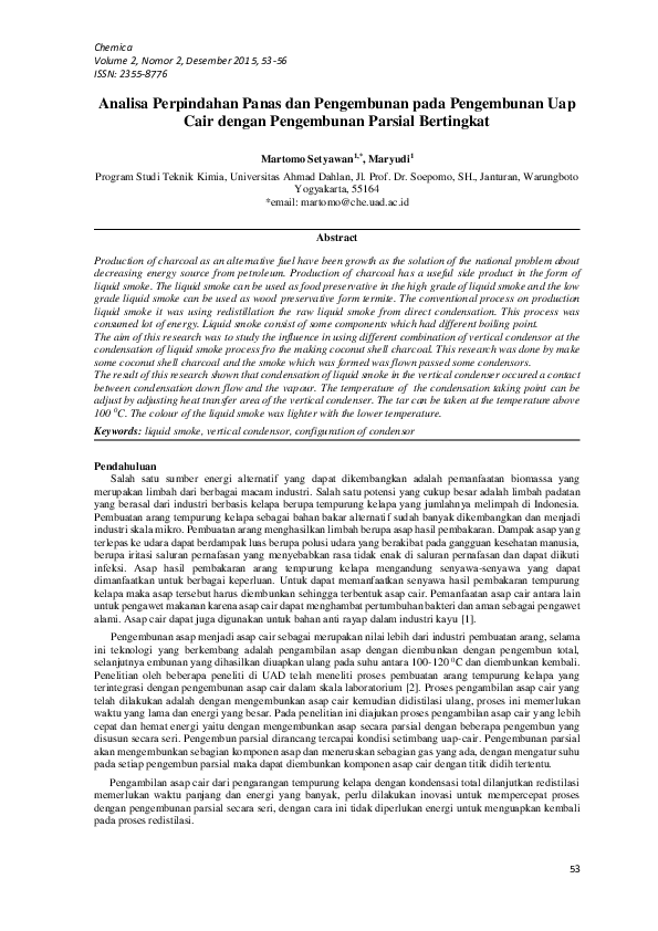 Analisa Perpindahan Panas dan Pengembunan pada Pengembunan Uap Cair ...