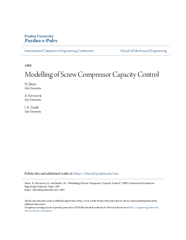 (PDF) Modelling of Screw Compressor Capacity Control