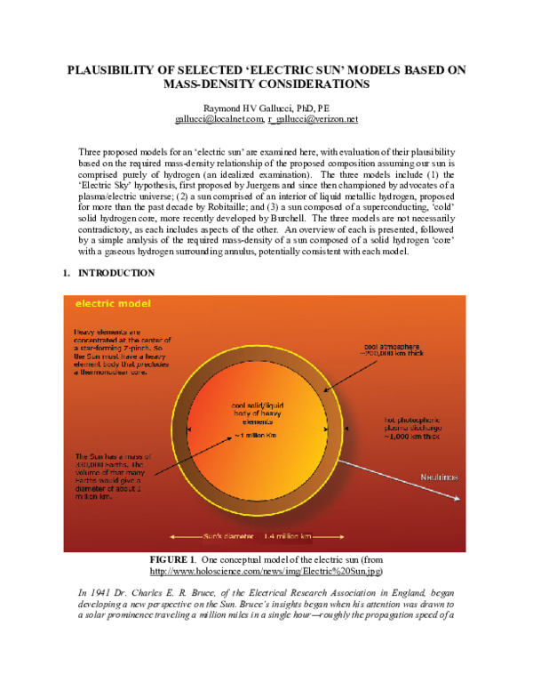 (PDF) Plausibility of Selected ‘ELECTRIC SUN’ Models Based on Mass ...