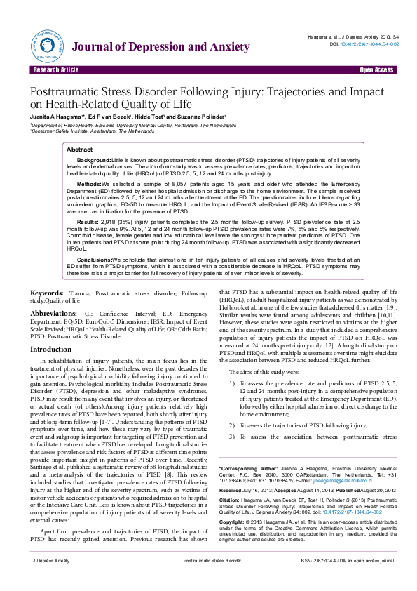 (PDF) Posttraumatic Stress Disorder Following Injury: Trajectories and ...