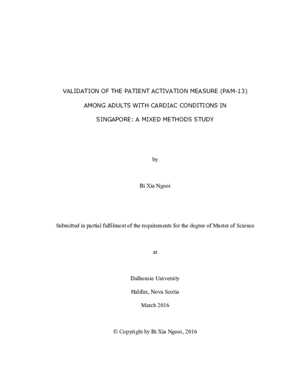 (PDF) Validation of the Patient Activation Measure (PAM-13) among ...