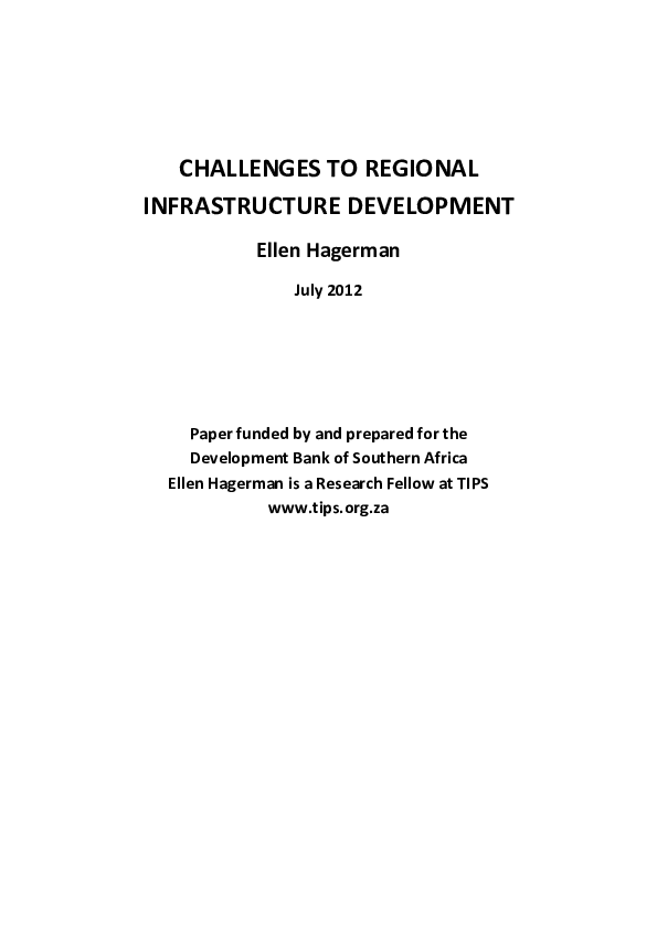 (PDF) Challenges to Regional Infrastructure Development | Ellen ...