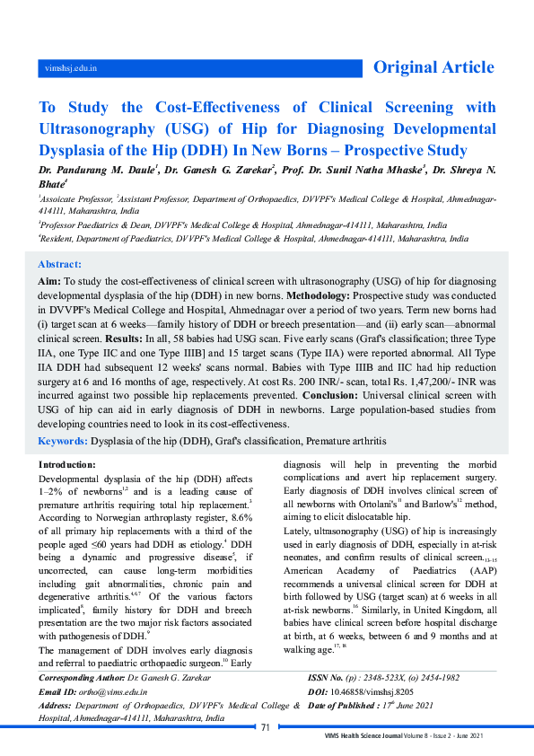 (PDF) To study the cost-effectiveness of clinical screening with ...