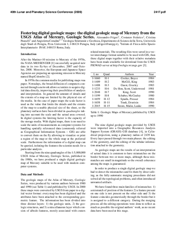 (PDF) Fostering Digital Geologic Maps: The Digital Geologic Map of ...